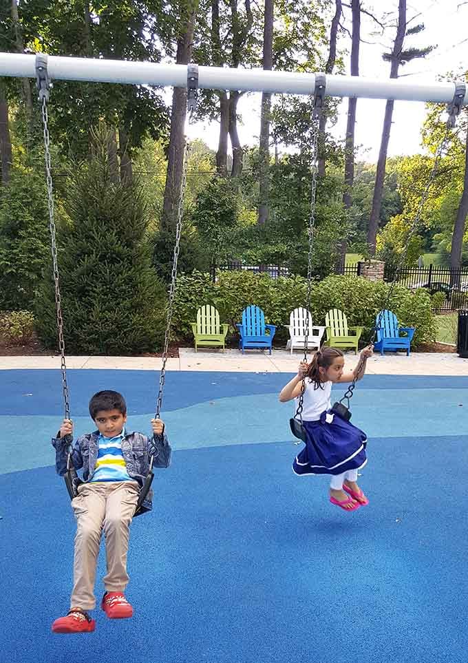 Swings provide a break between holes, because even safari explorers need a moment to regroup and relax.