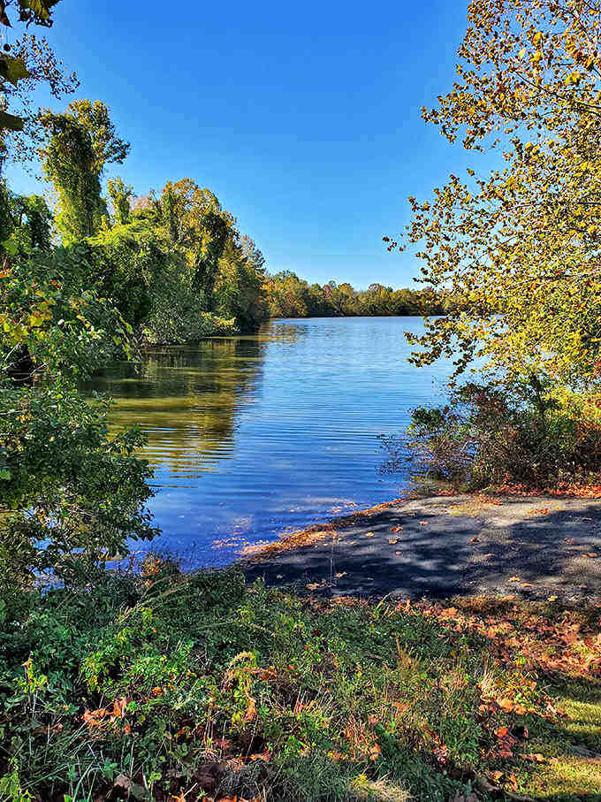 Wilck's Lake reflecting autumn colors like nature's own mirror, proving Virginia doesn't need Instagram filters.