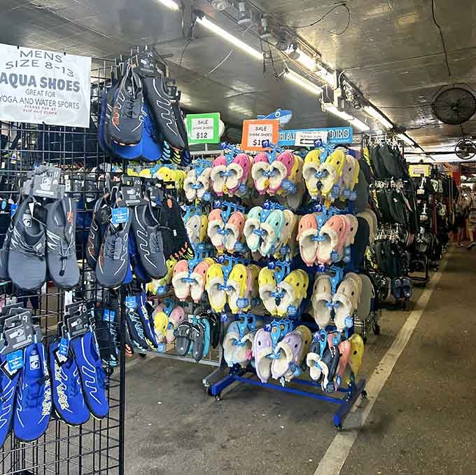 Colorful flip-flops create a rainbow of beach-ready footwear that screams Florida living at its finest.