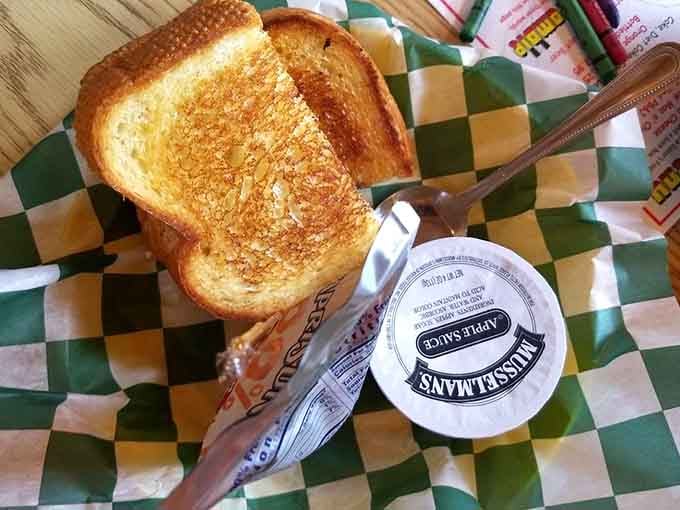 Perfectly toasted bread cradles melted cheese in this classic sandwich, served with apple sauce like grandma always did.