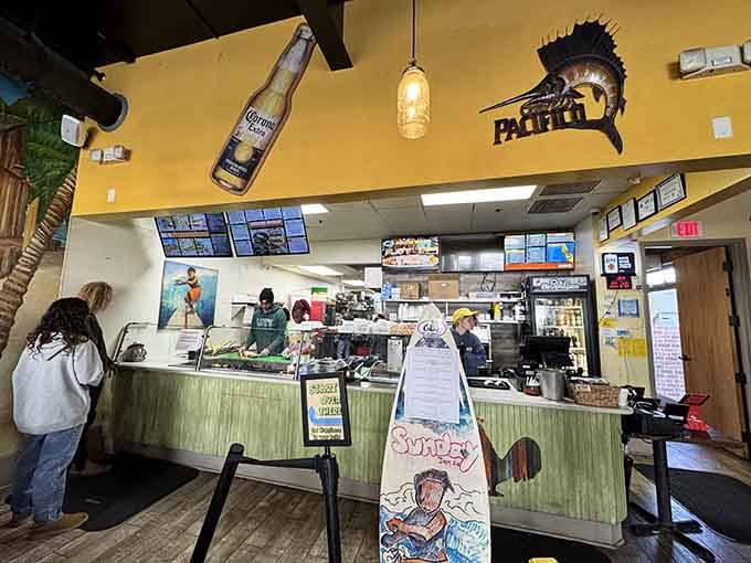 The counter where burrito dreams become delicious reality, one generous scoop at a time.