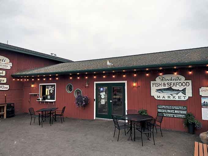 String lights and fresh catch create the kind of waterfront dining scene that coastal towns dream about achieving.