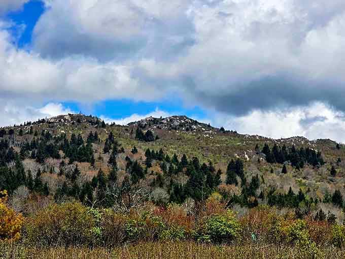Clouds rolling over the peaks create drama that changes by the minute, like nature's own live theater performance.