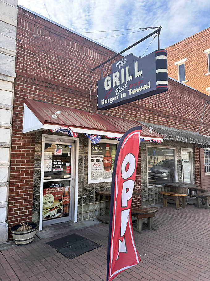 The Grill's vintage sign promises exactly what it delivers: honest food without the pretense or Instagram filters.