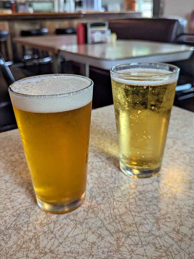 Cold beer in a proper glass, because some traditions are worth keeping in this modern world.