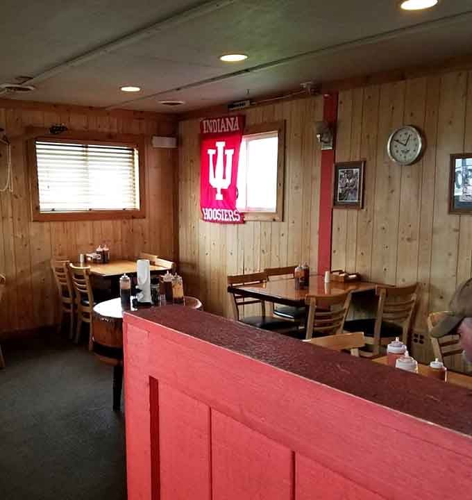 Indiana University pride meets barbecue passion in this cozy dining room where everyone's a winner.
