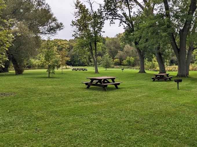Picnic tables dot the park, inviting you to lunch with a view that's been 147 years in the making.