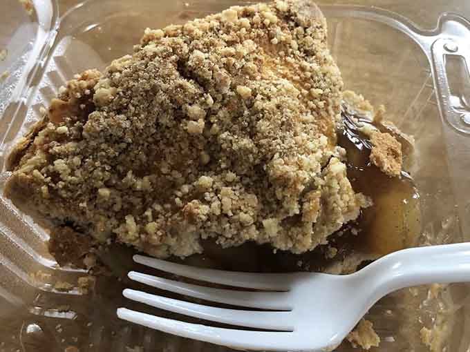 Apple pie with a crumb topping that could end debates about which dessert reigns supreme.