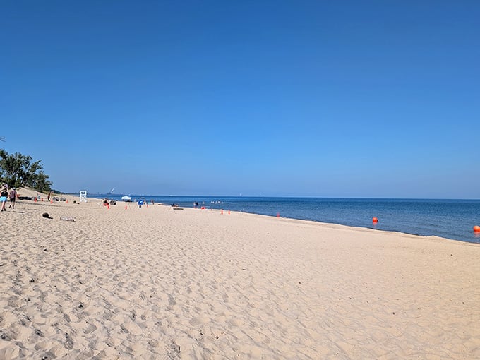 Miles of sandy beach stretching out like nature's own invitation to kick off your shoes.