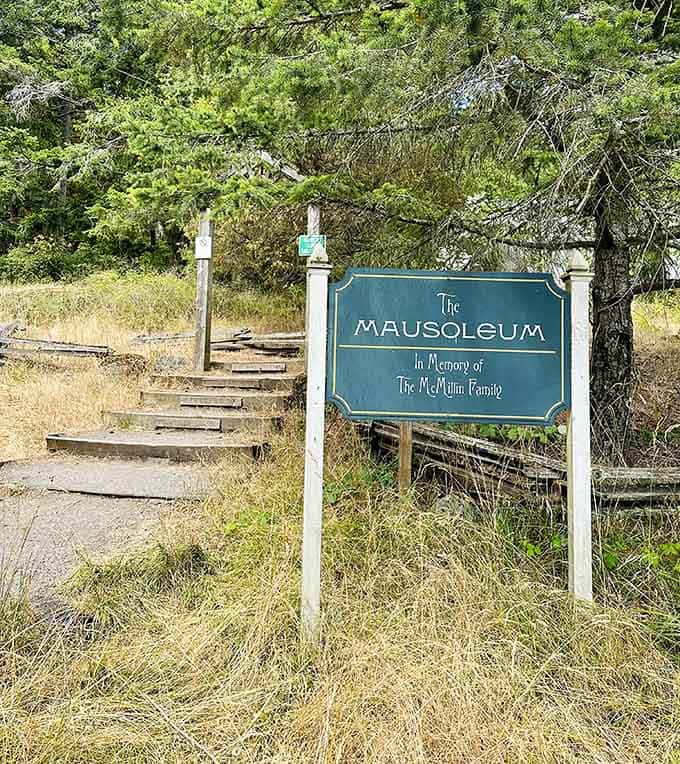 The sign promises a mausoleum, but delivers an experience that's surprisingly uplifting for a memorial site.