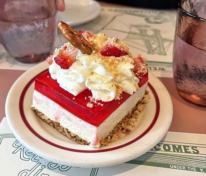 Strawberry pretzel salad that somehow counts as dessert&mdash;don't question it, just enjoy the sweet, creamy layers.