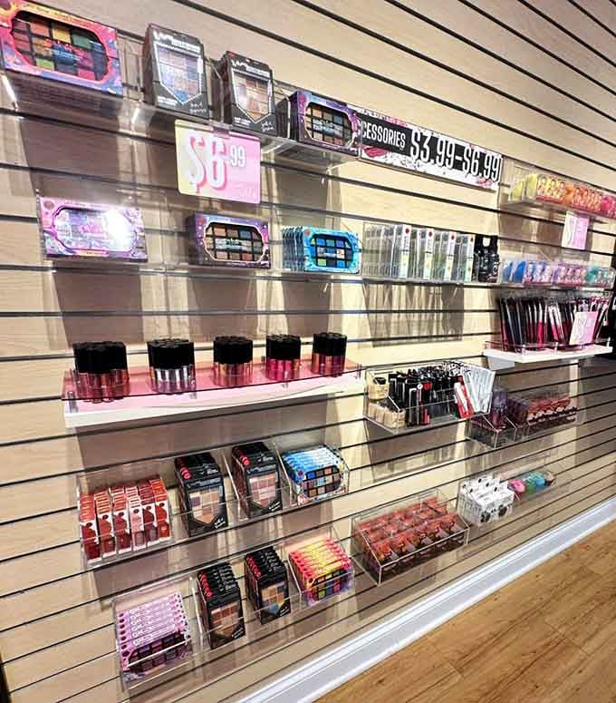 Makeup and cosmetics arranged like an artist's palette, offering beauty solutions that won't leave your budget looking ugly.