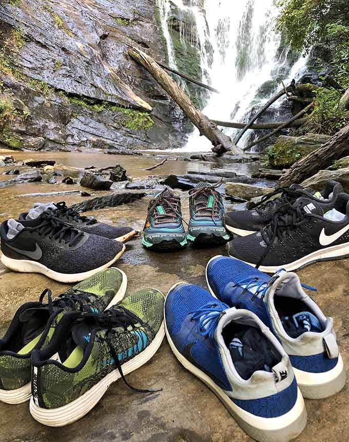 When hiking shoes line up like this, you know you've found a spot worth stopping for and staying awhile.