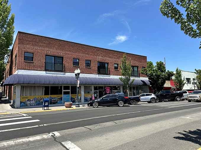 Main Street storefronts with character, where shopping local isn't trendy, it's just how things work.