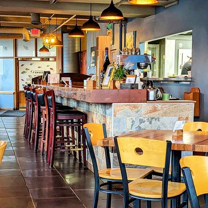 That open kitchen view means you can watch magic happen while you wait for yours.