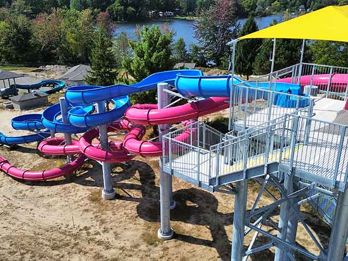 Water slides at the county park prove summer fun doesn't require a second mortgage or a three-hour drive.