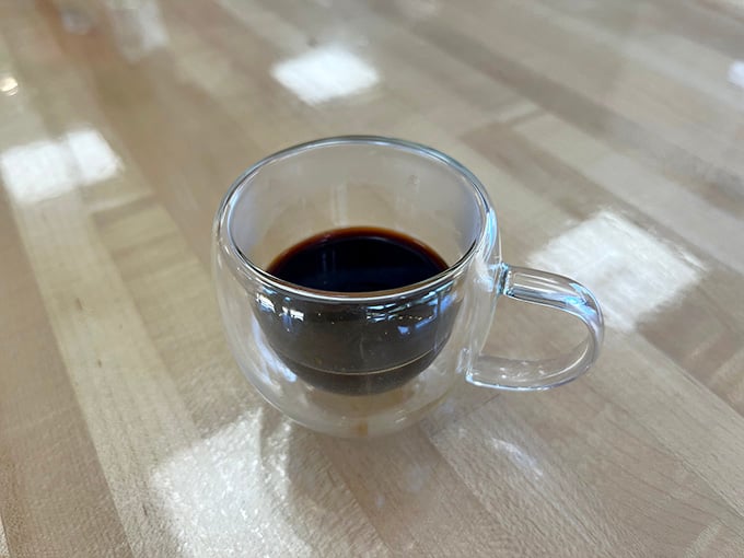 Strong espresso in a proper cup, because some traditions deserve respect and shouldn't be messed with unnecessarily.
