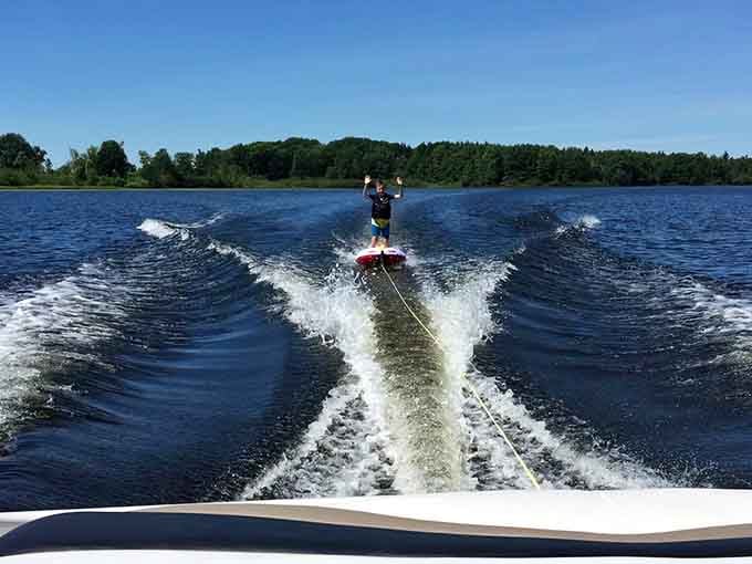Water skiing on Hicks Lake beats any theme park ride, and the admission price is just showing up.