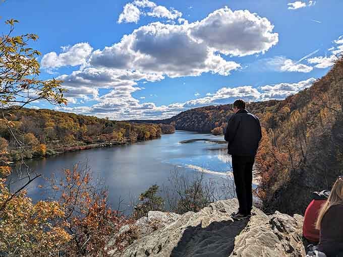 Standing at the overlook, contemplating life's mysteries while the Housatonic flows peacefully below&mdash;pure Connecticut magic.