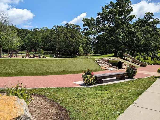 The nature playscape proves that getting kids outside doesn't require bribing them with screen time or sugar anymore.