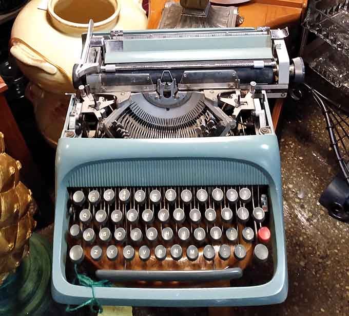 This vintage typewriter in robin's egg blue still has more character than any laptop you'll ever own.