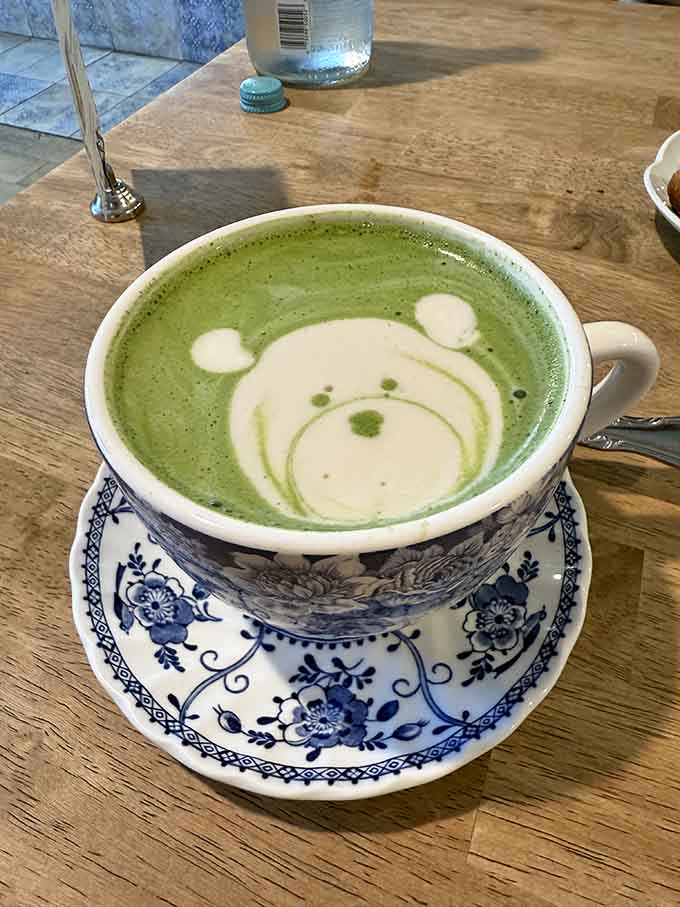 Matcha bear latte art exists and now you know true joy, even if you're lactose intolerant and shouldn't be here.