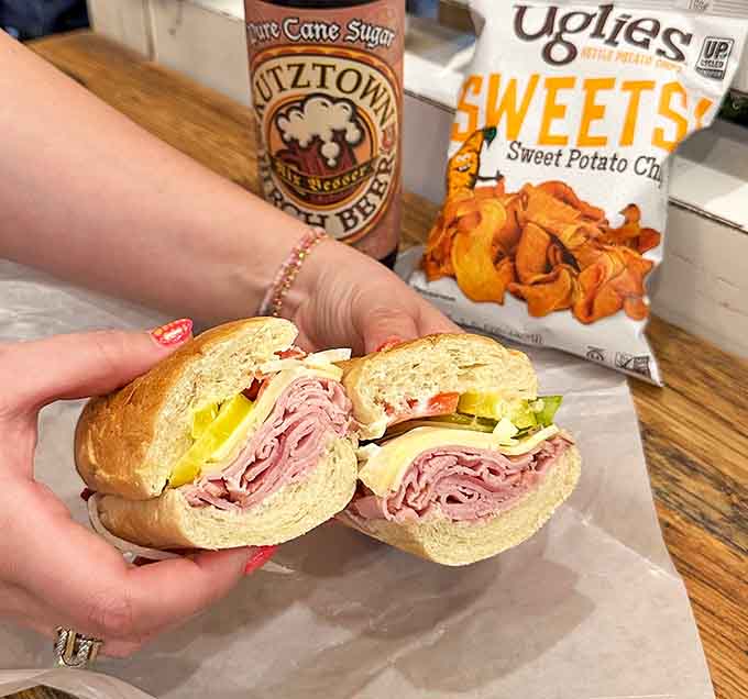 That Italian sub paired with sweet potato chips and root beer is the holy trinity of country store lunch perfection.
