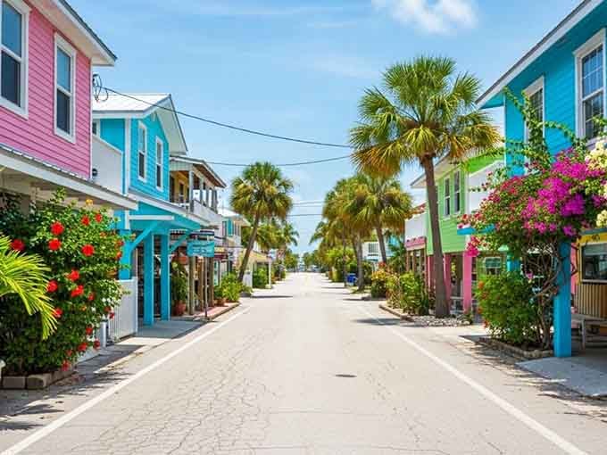 This street view looks like someone colorized an old photograph but got a little too enthusiastic with the palette.