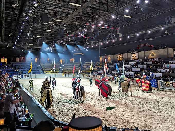 Knights on horseback filling the arena create spectacle that makes your living room television seem suddenly inadequate.
