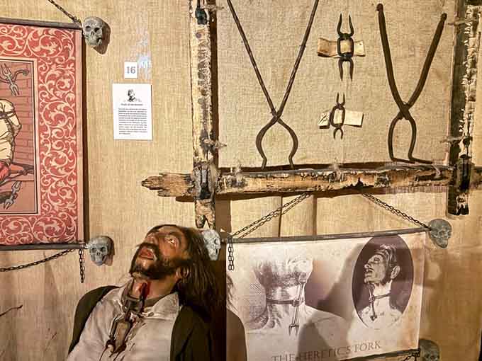 The Heretic's Fork: medieval multitasking at its finest, preventing both speech and comfortable head positioning in one diabolical contraption.