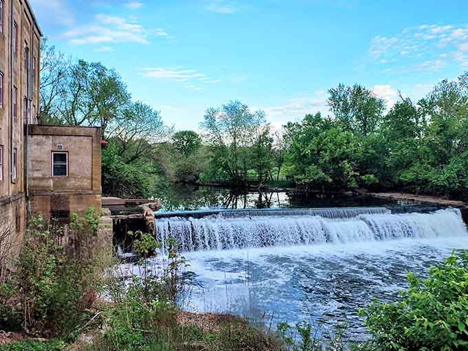Weisenberger Mill's waterfall has been turning since before your great-grandparents were born, and it's still going strong.