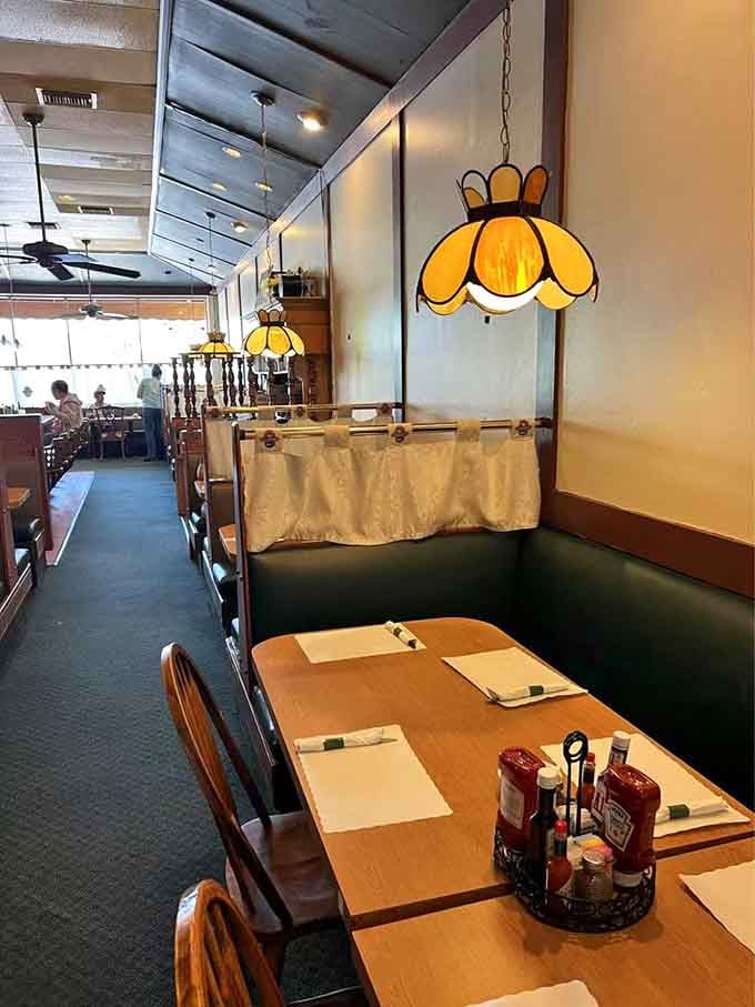 Cozy booths and pendant lights set the scene for countless family meals and first date conversations.