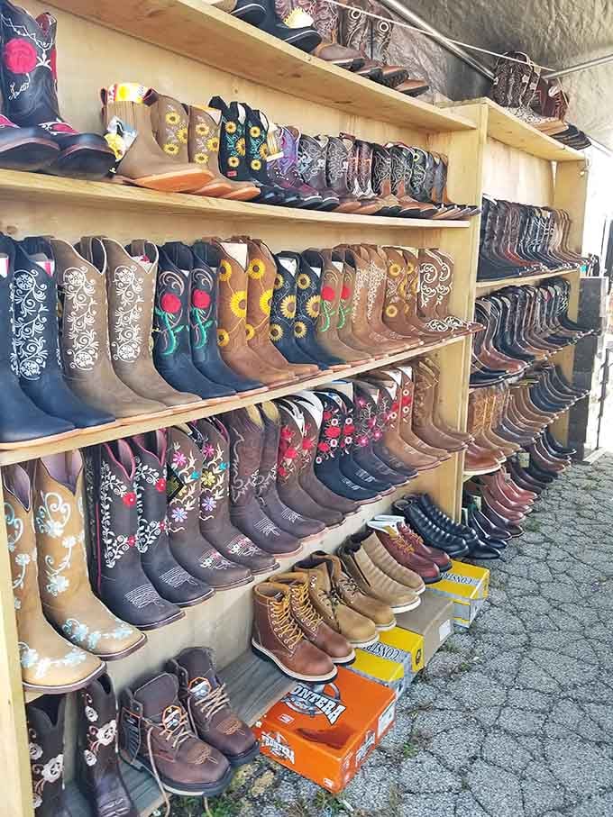 Cowboy boots in every color and style imaginable, because sometimes your feet deserve to feel like they're line dancing.