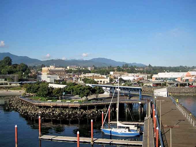 Port Angeles harbor blends working waterfront with mountain backdrop, creating the perfect Pacific Northwest postcard scene.