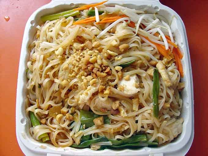 Pad Thai takeout loaded with peanuts and fresh vegetables means you can enjoy the flavors even at home after dancing.