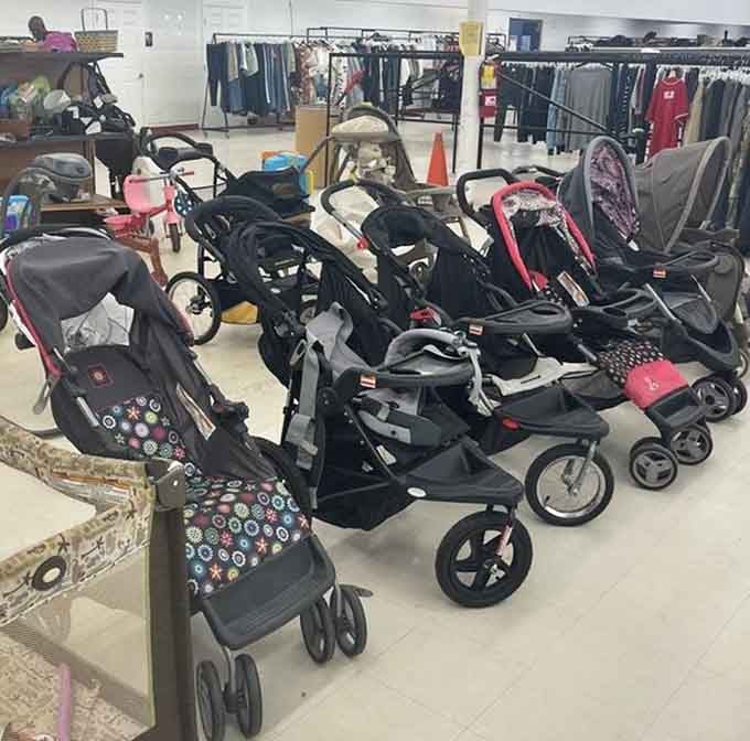 A stroller parking lot that would make any parent weep with joy at prices that don't require a second mortgage.