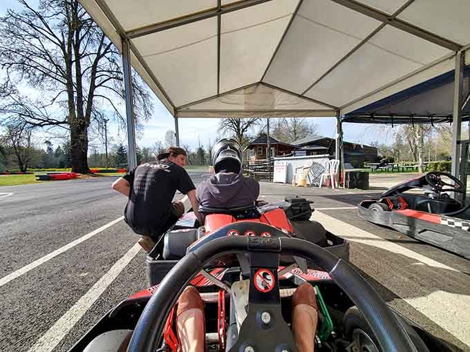 The view from the driver's seat where ordinary people transform into speed-loving track stars instantly.