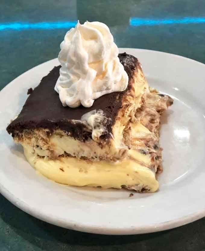 Chocolate eclair pie that looks like it wandered straight out of your grandmother's best dessert dreams into reality.