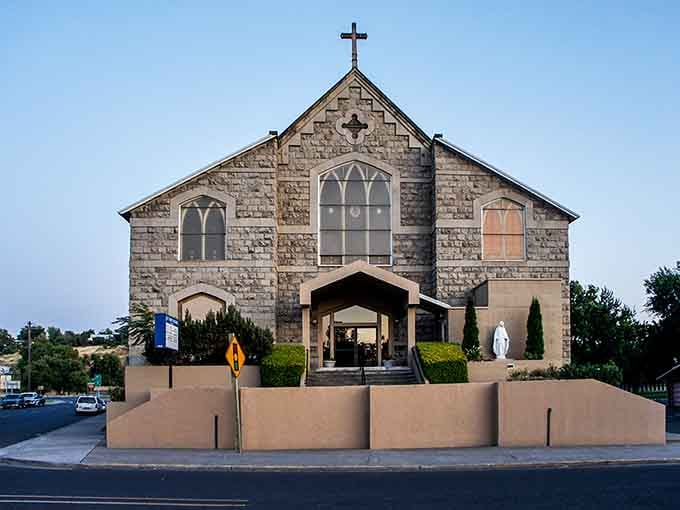 St. Mary's Catholic Church stands as a testament to craftsmanship from an era when buildings had character.