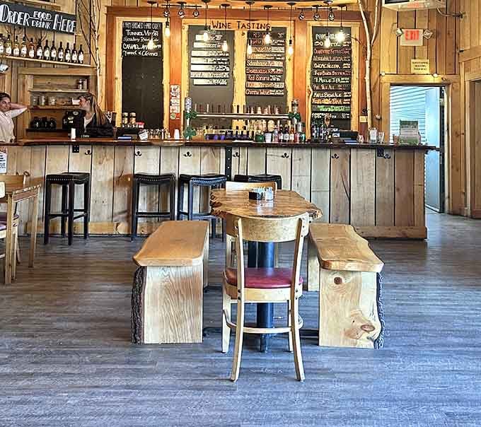 Chalkboard menus and bar seating where the hardest decision is whether to start with red or white wine today.