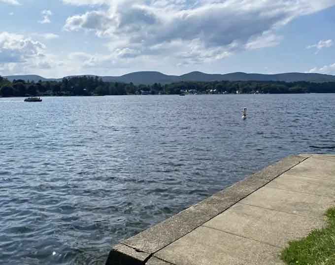 That concrete walkway leads straight to your happy place, with Berkshire hills standing guard in the distance.