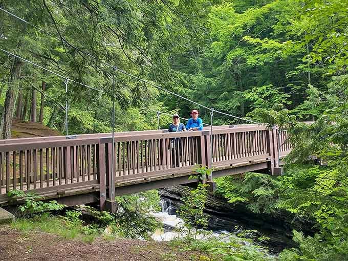 That suspension bridge adds just enough adventure to make you feel like Indiana Jones, but with better safety rails.