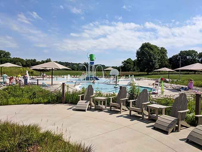 The aquatic center offers modern relief when Indiana's summer humidity makes you question your life choices entirely.