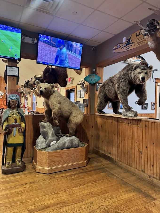 The bar area proves that sports and safari can coexist peacefully, with multiple screens for your viewing pleasure.