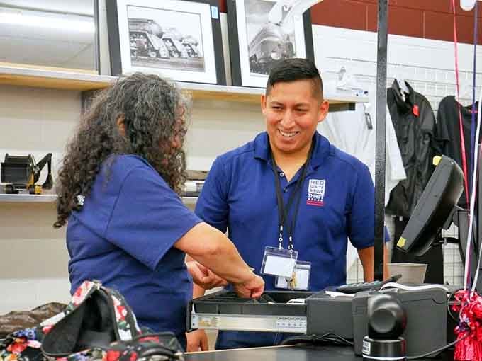 Friendly staff keeping this retail ship sailing smoothly through seas of donated treasures and eager shoppers.