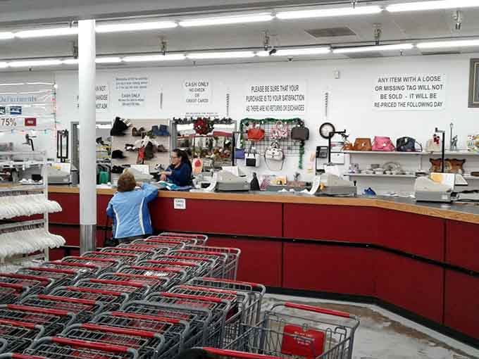 The checkout counter where your pile of finds transforms into the deal of the century.