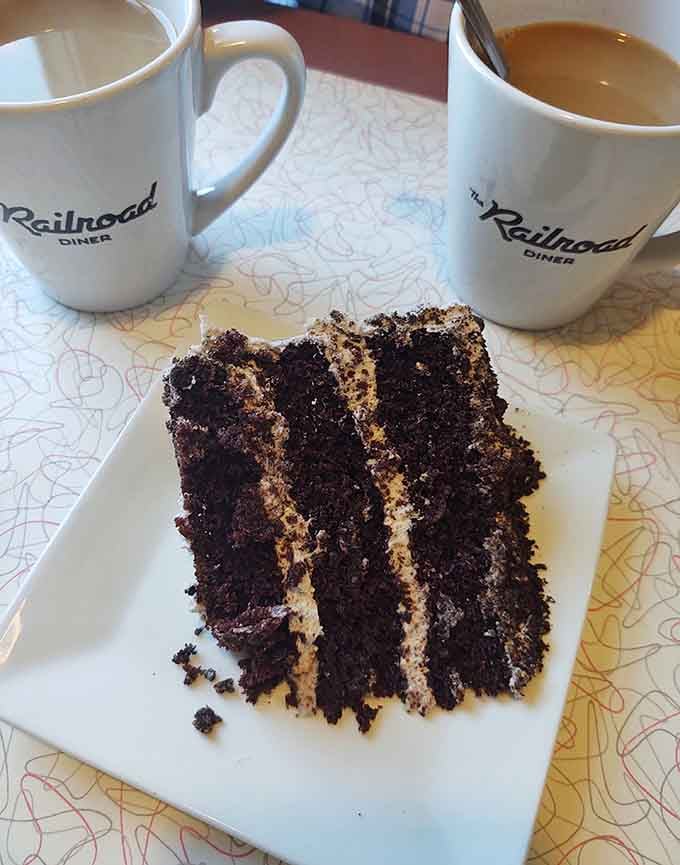 Chocolate Oreo cake with coffee: proof that dessert isn't just acceptable at diners, it's practically mandatory.
