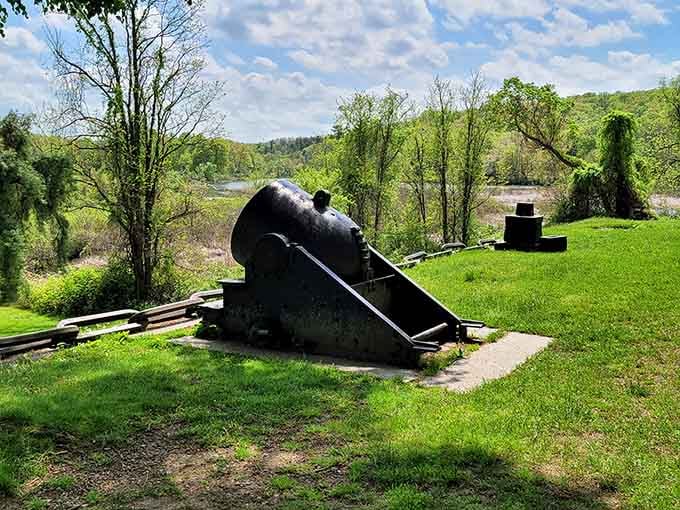 Historic cannons reminding visitors this park's got stories that predate your great-grandparents' wedding photos.