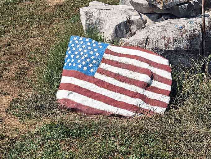 Old Glory rendered in stone reminds us that patriotism comes in all forms, even the permanently stationary kind.