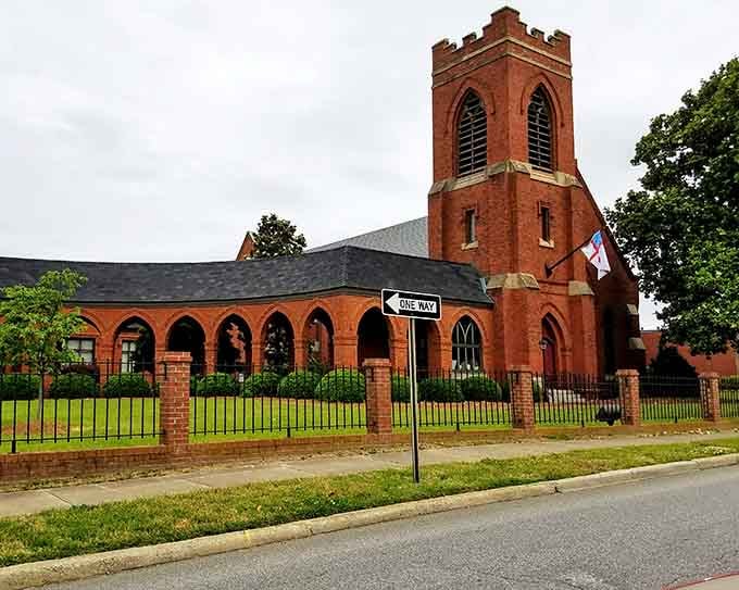 Good Shepherd Episcopal Church's red brick tower stands as a beautiful reminder of Rocky Mount's enduring architectural heritage.